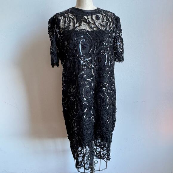 Deborah Johnson | Dresses | Vintage Deborah Johnson Sequin Lace Black ...